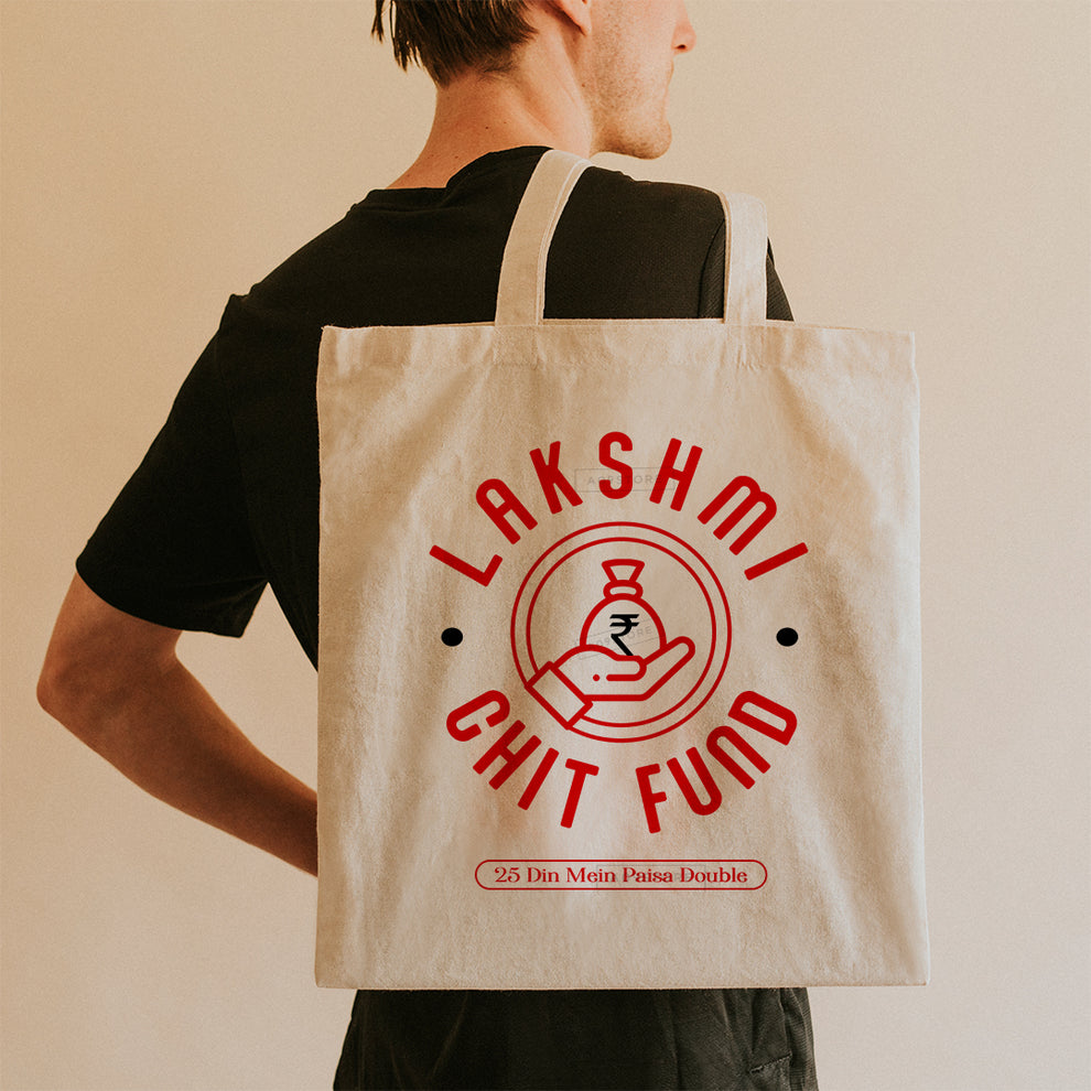 Shop 'Laxmi Chit Fund' Meme Tote Bag Online - A09 Store